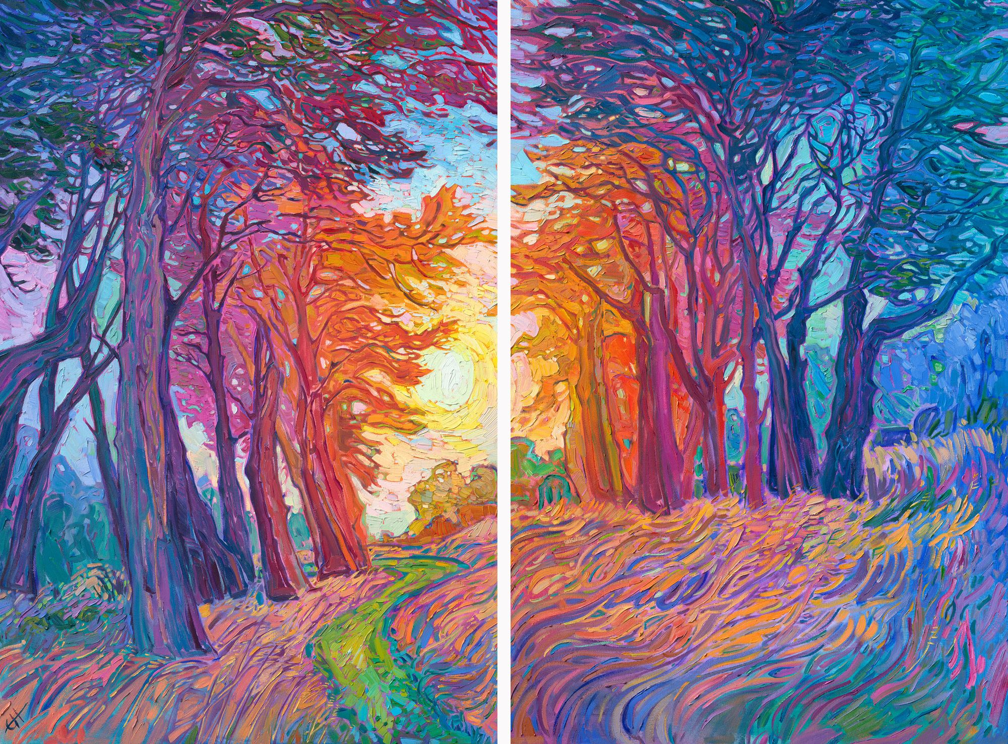 Cypress in Diptych by Erin Hanson