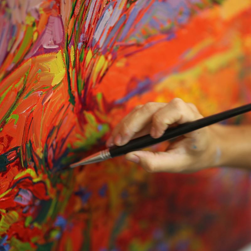 Erin Hanson working on the poster painting for the Indian Wells Art ...